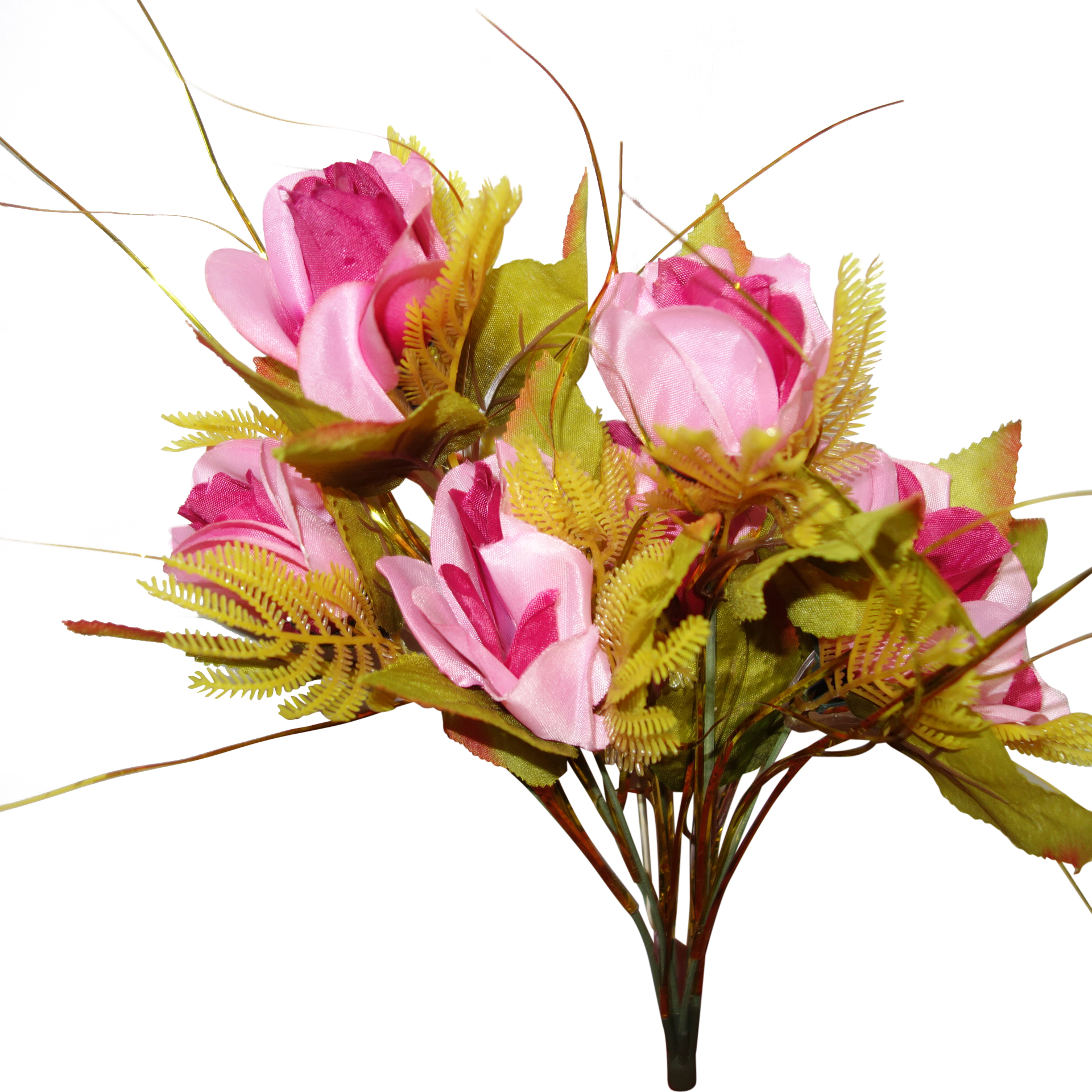BOUQUET OF ROSE BLOOMS /gold reeds,>ARTIFICIAL FLOWERS