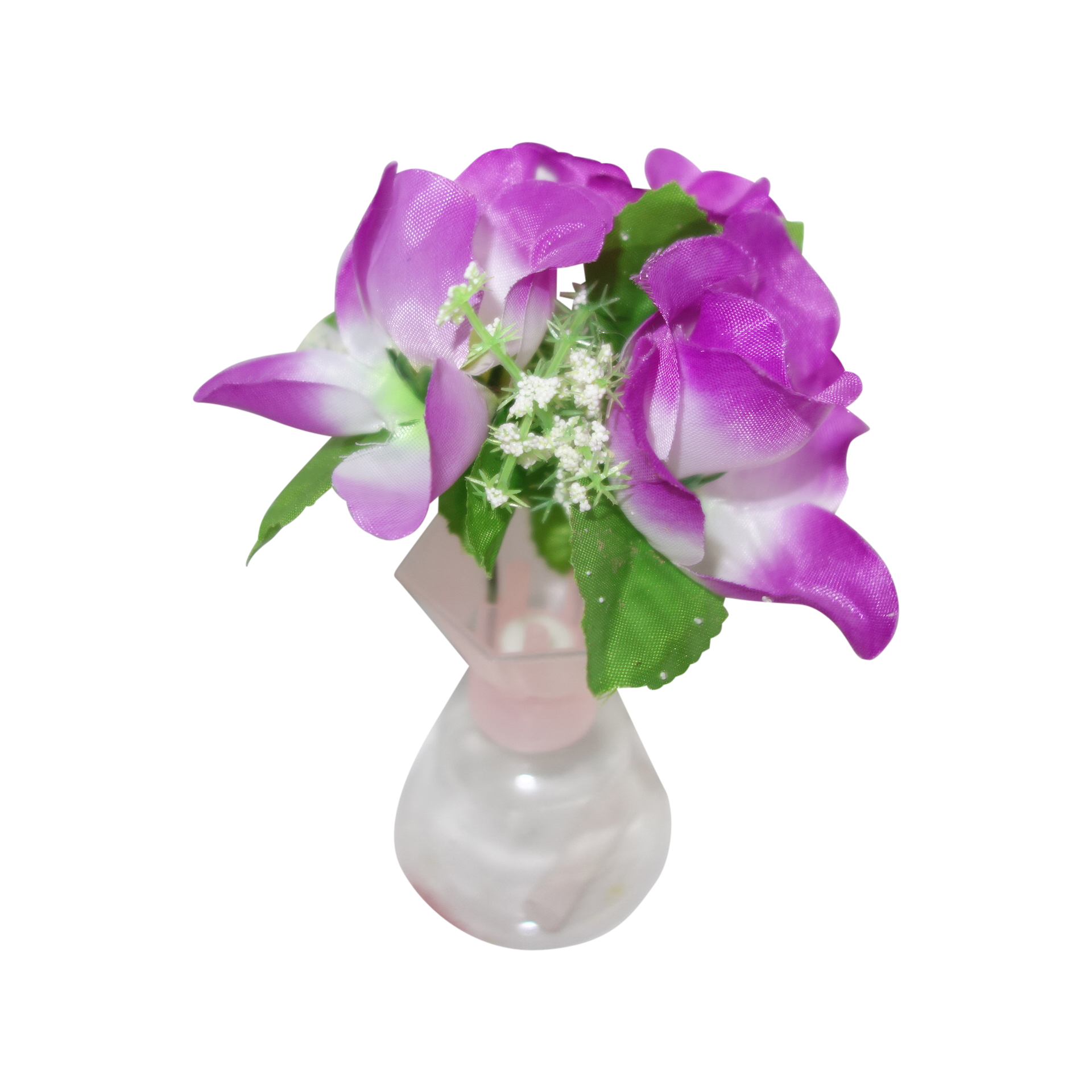 MINI ROSE POSIE IN GLASS VASE,>ARTIFICIAL FLOWERS