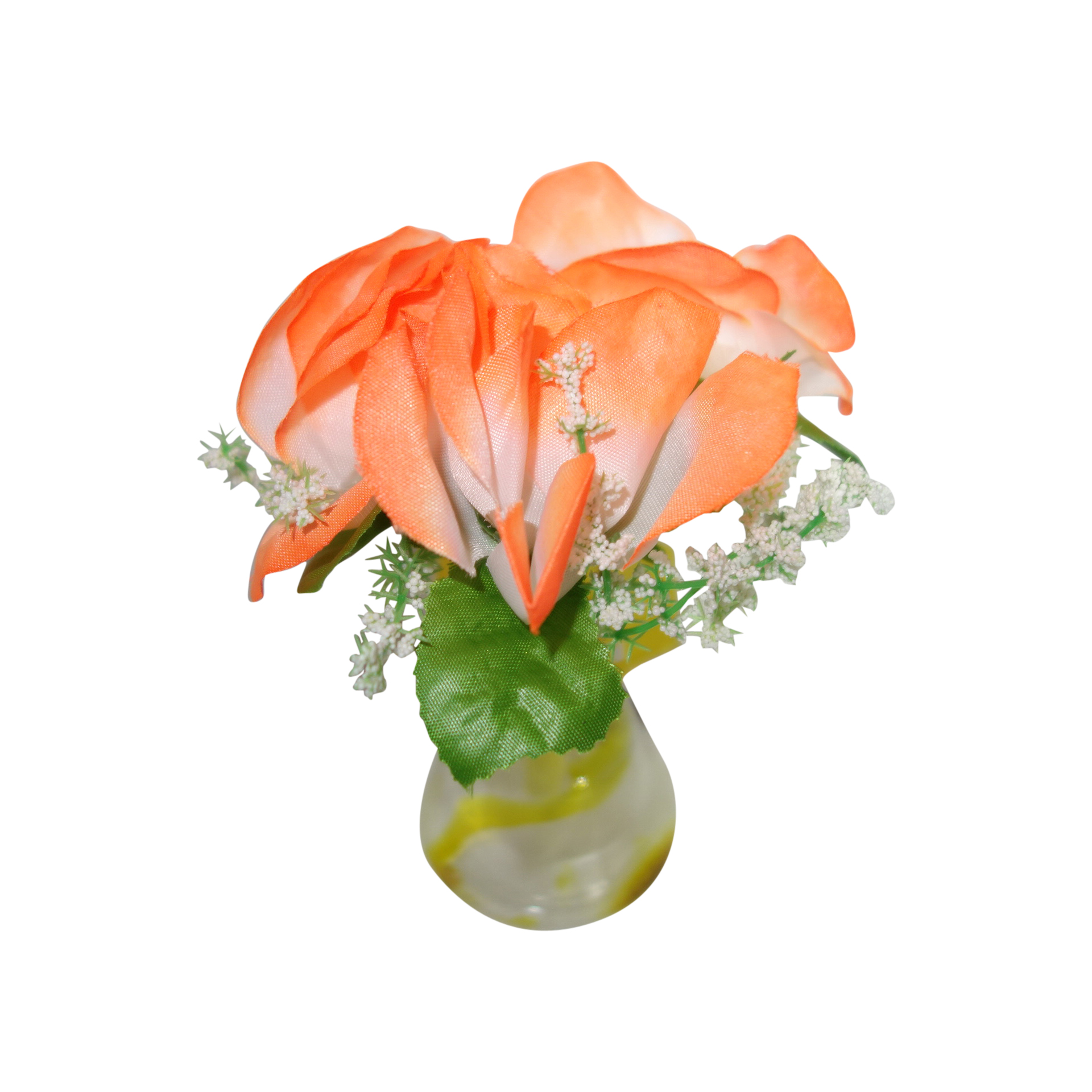 MINI ROSE POSIE IN GLASS VASE,>ARTIFICIAL FLOWERS