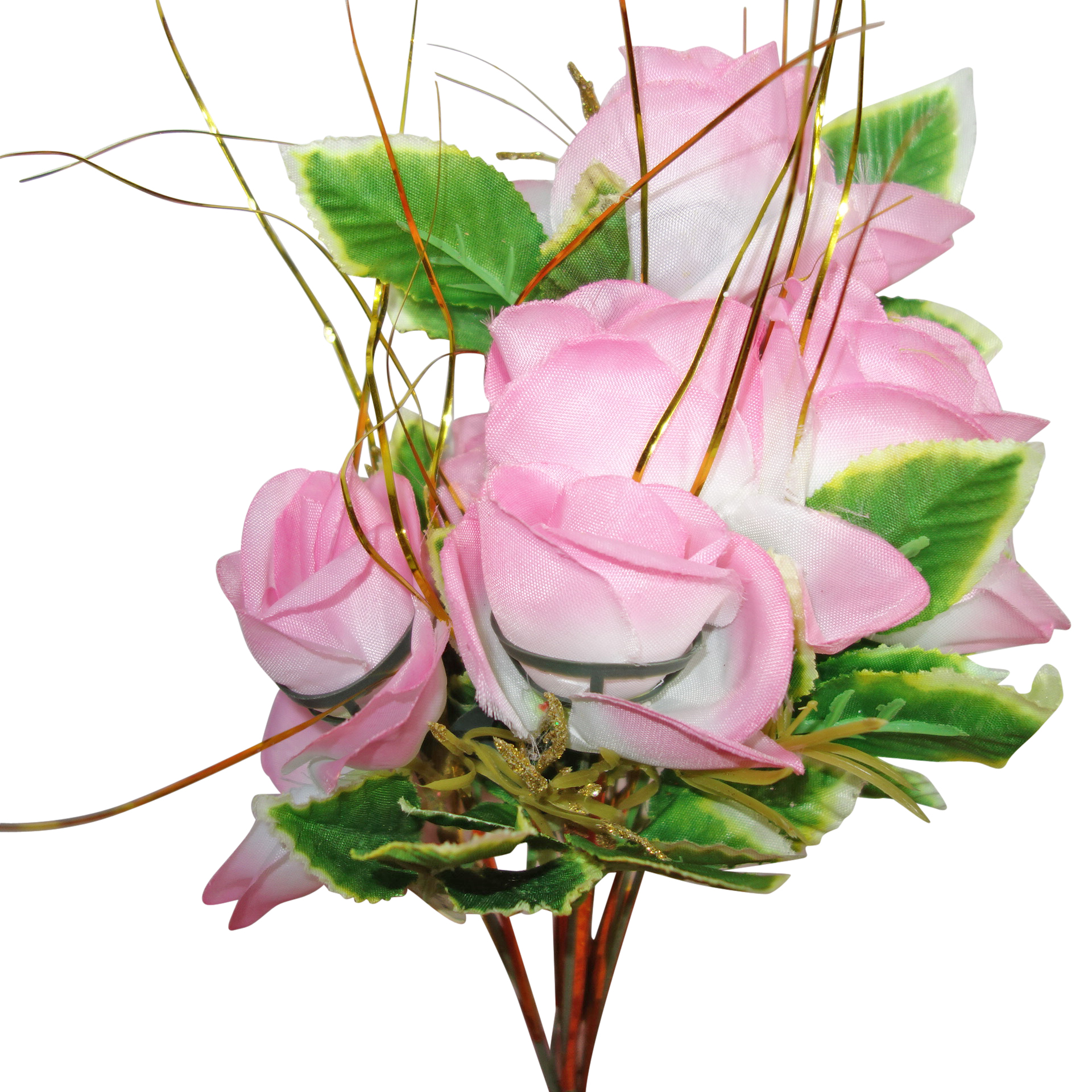 BOUQUET OF ROSE BLOOMS /gold reeds,>ARTIFICIAL FLOWERS