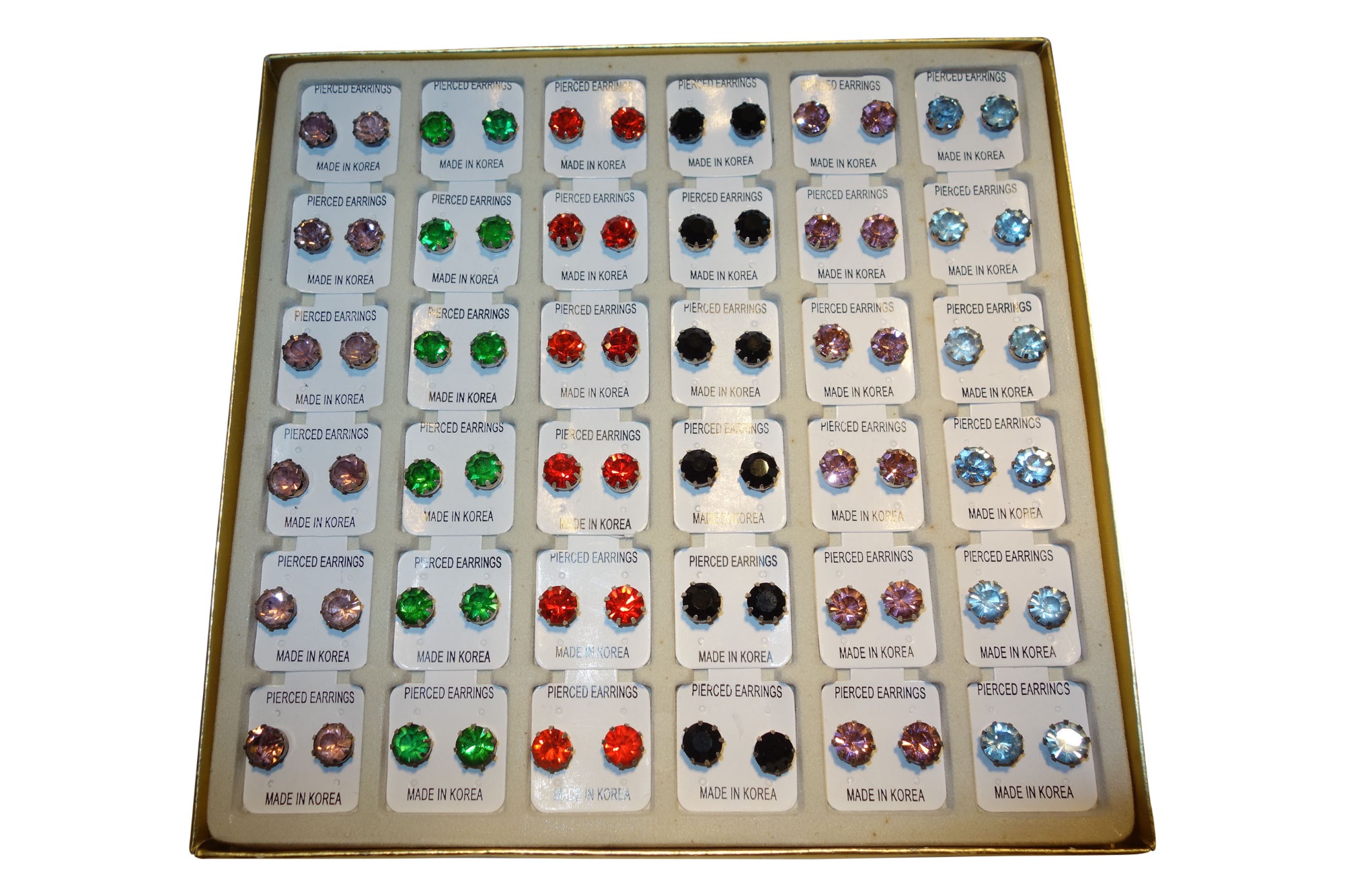36 BIRTHSTONE STUD EARINGS TO DISPLAY CARD,Earrings